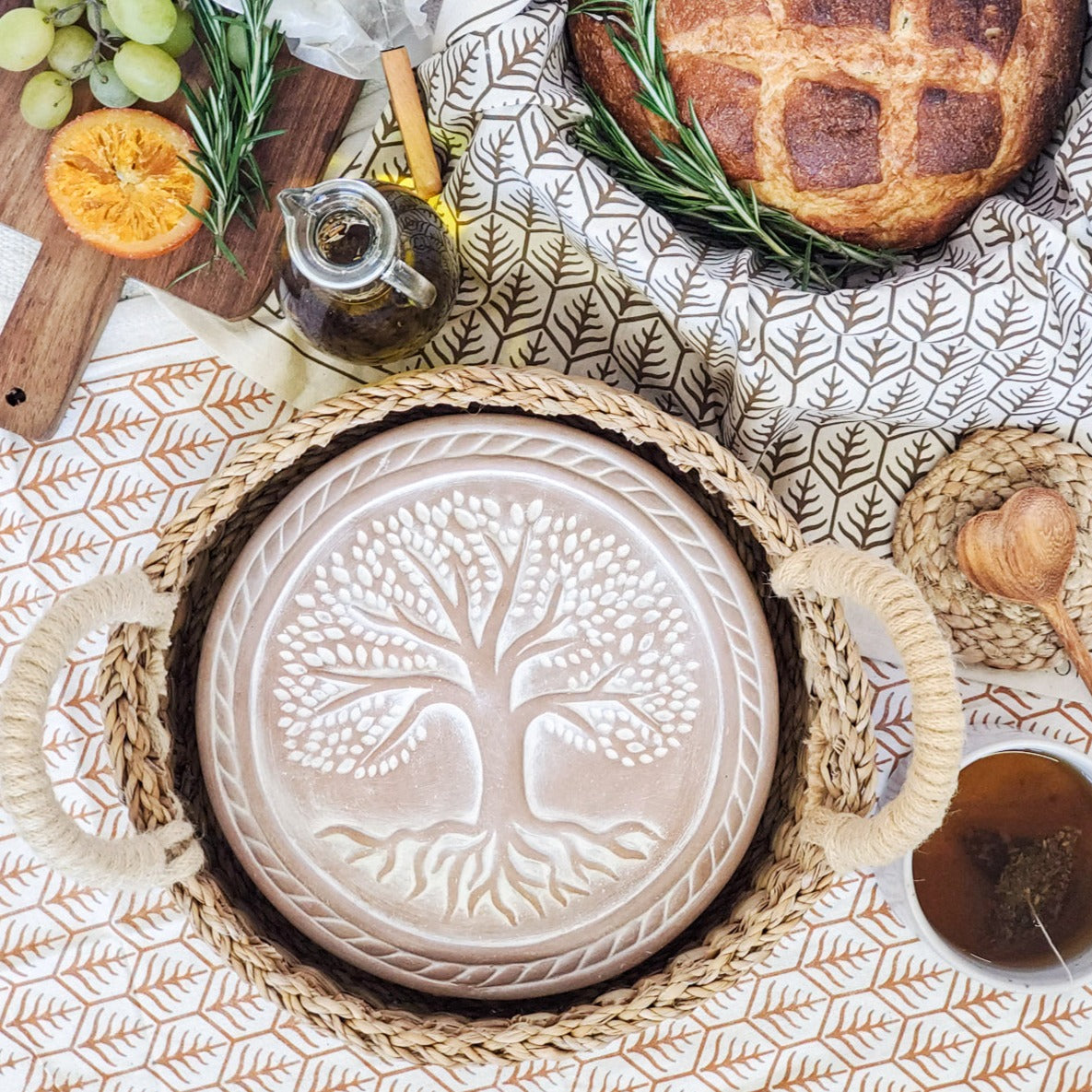 Bread Basket with Warming Stone, Tree of Life – House of Inspired